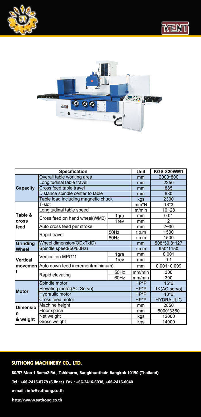 PRODUCT 3-AXES High Precision Surface Grinder : KGS-820WM1 : บริษัท สุทอง แมชชีนเนอรี่ จำกัด ...