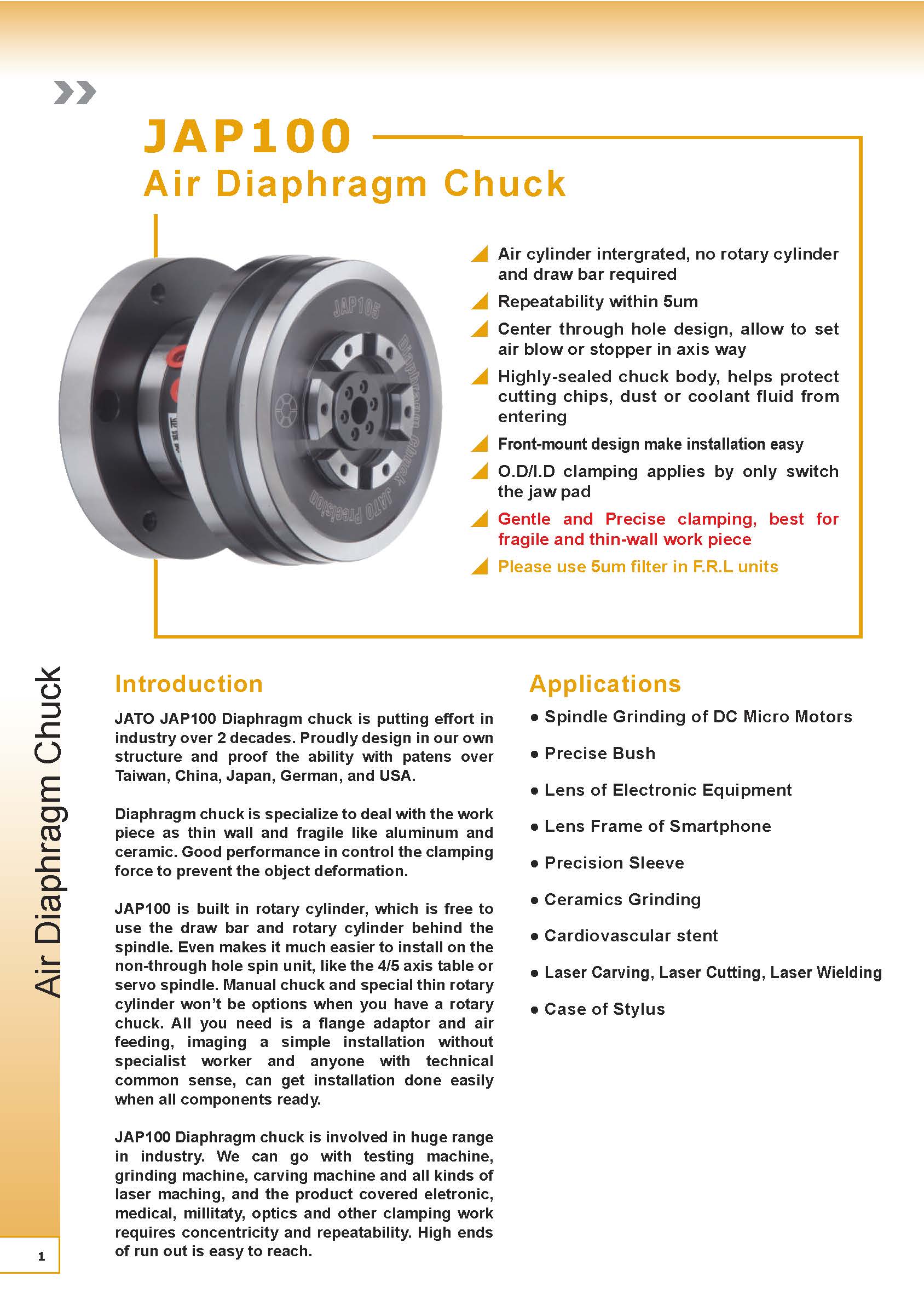 KNOWLEDGE JATO Rotary Air chuck : บริษัท เมคคาทรอนิกส์ แมชชีน ทูลส์ | Mechatronics Machine Tools ...